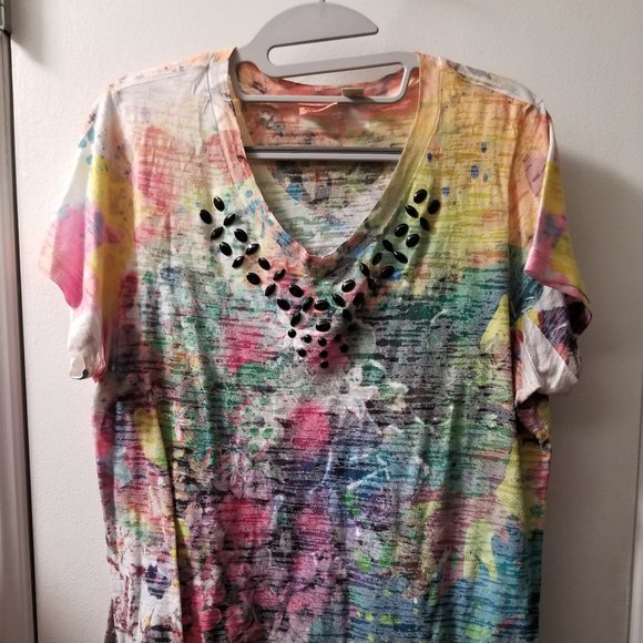 Cato | Tops | Multi Color Sublimation Stones V Neck Top | Poshmark